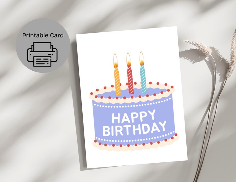 Printable Birthday Cake Card (PDF) - Etsy