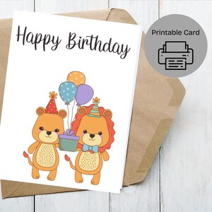 Printable Happy Birthday Lions | Birthday Card Printable | Digital ...