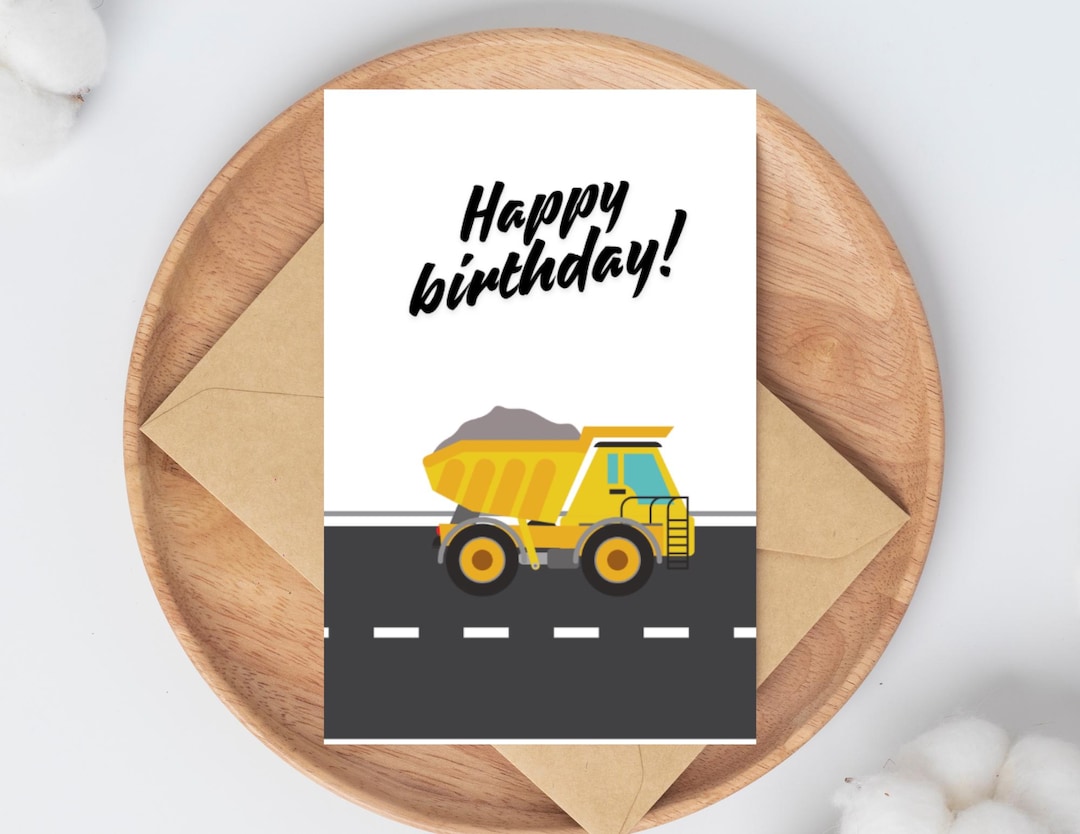 Dump Truck Birthday Card: Printable Construction Theme (PDF) - Etsy