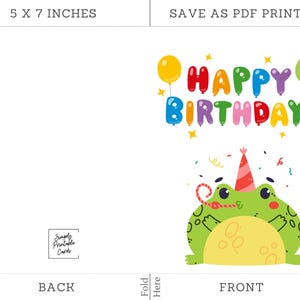 Printable Birthday Card | Birthday Frog Card Print| Digital Birthday ...