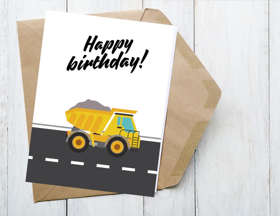 Dump Truck Birthday Card: Printable Construction Theme (PDF) - Etsy