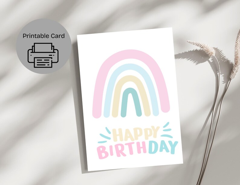 Rainbow Happy Birthday Card: Printable PDF (digital Download) - Etsy