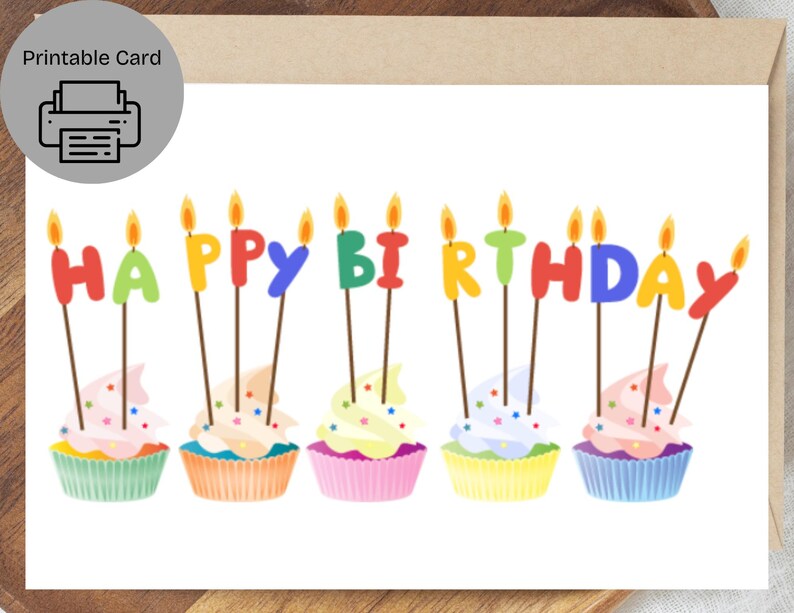 Printable Cupcake Birthday Card (digital Download) - Etsy