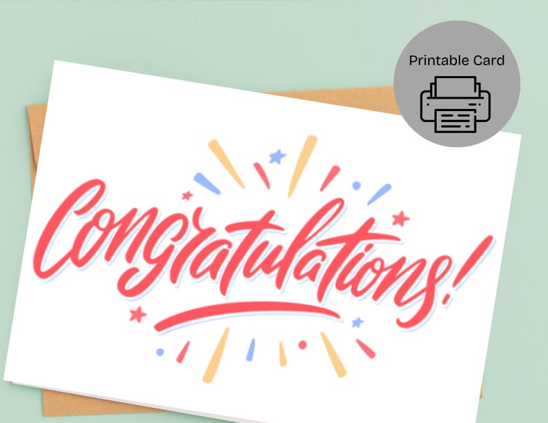 Printable Congratulations Card: Instant Download Congrats Card (PDF) - Etsy