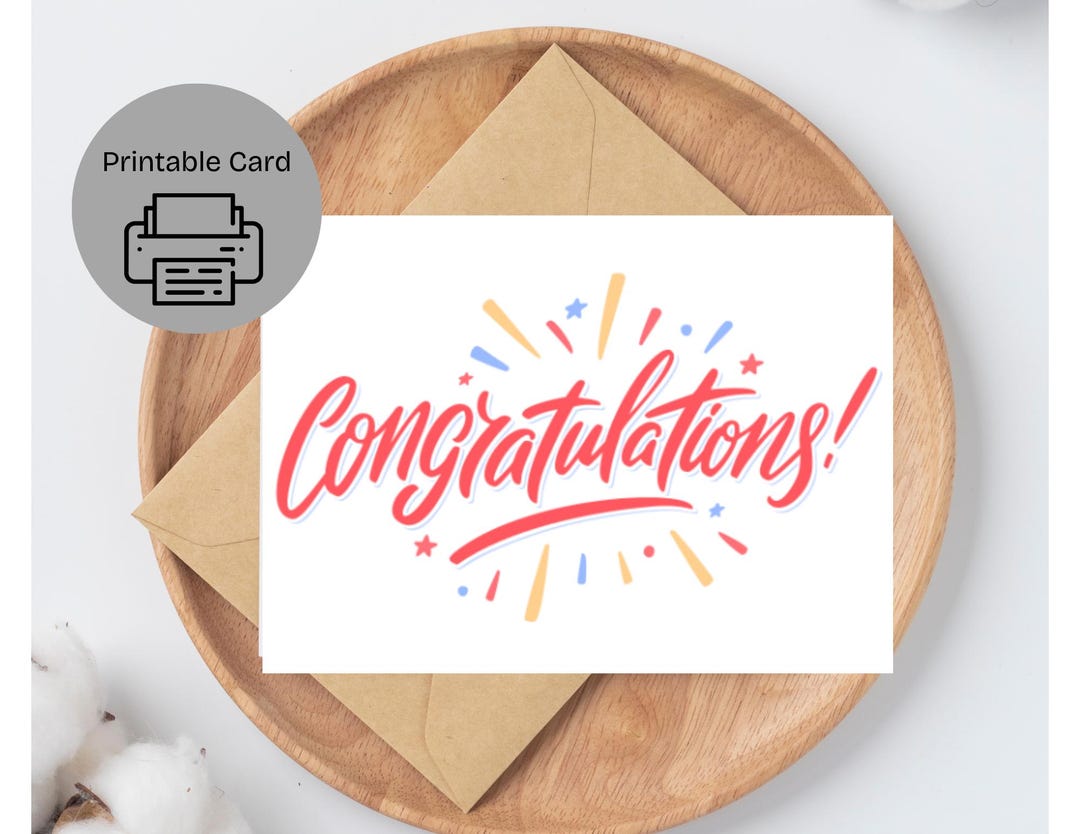 Congratulations Card Print at Home L Printable Congratulation Card ...