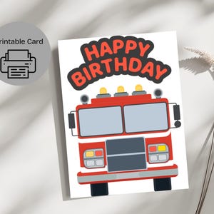 Fire Truck Birthday Card: Printable PDF (digital Download) - Etsy