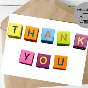 Printable Blocks Thank You Card: Instant Download PDF - Etsy