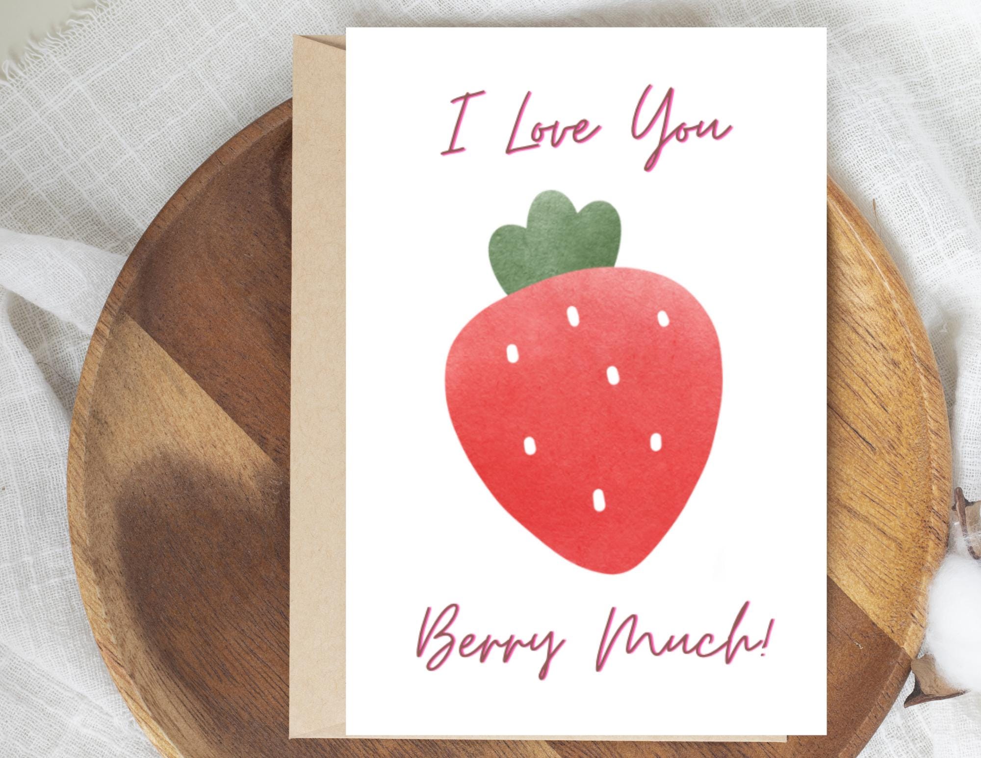 I Love You Berry Much Card: Strawberry Print (digital Download) - Etsy