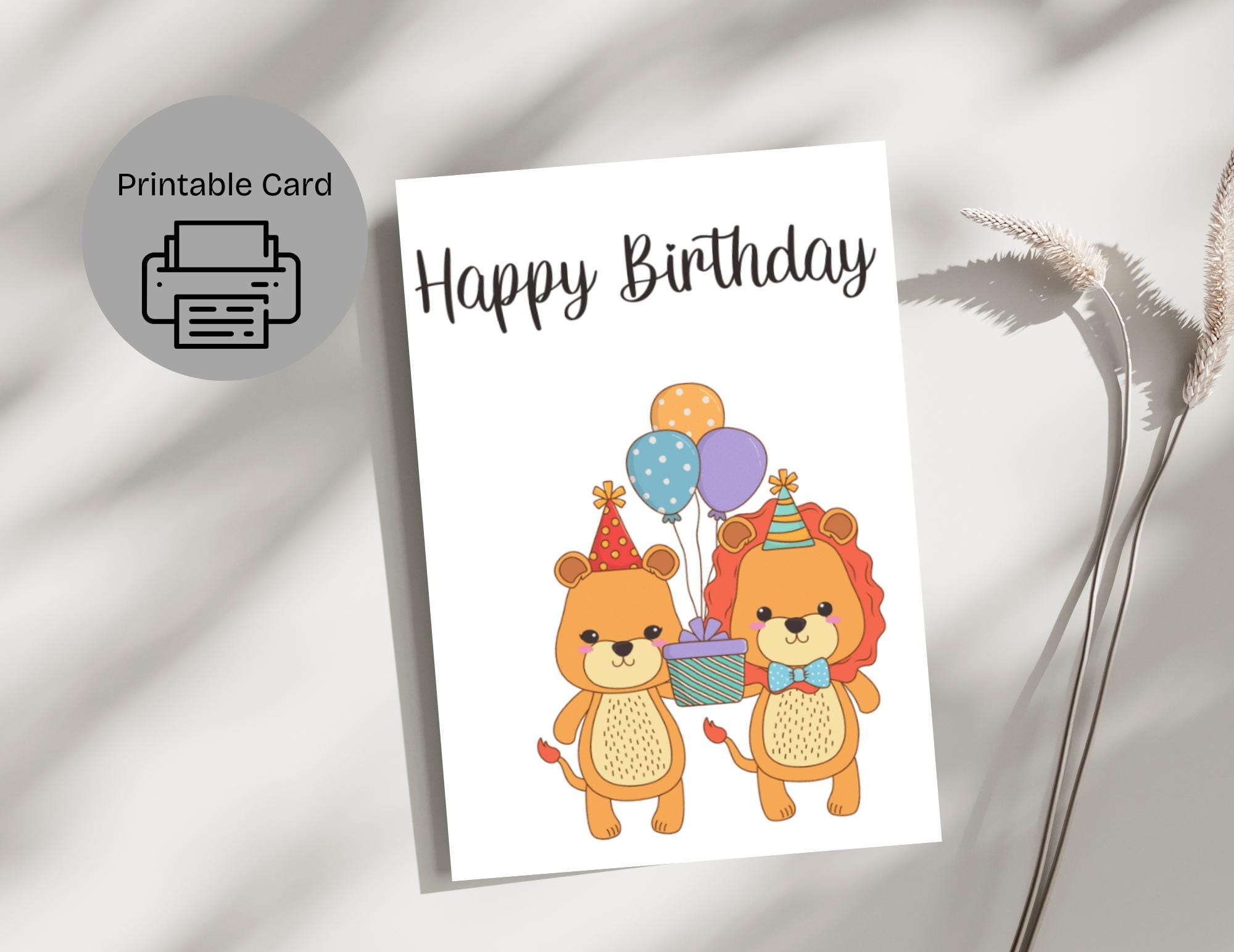 Printable Happy Birthday Lions Card | Digital Download - Etsy