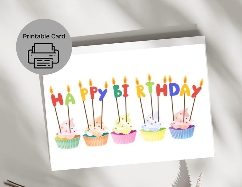 Printable Cupcake Birthday Card (digital Download) - Etsy