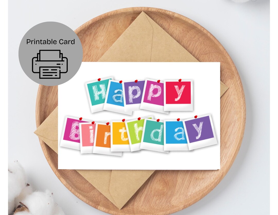 Printable Happy Birthday Card: Instant Download PDF - Etsy UK
