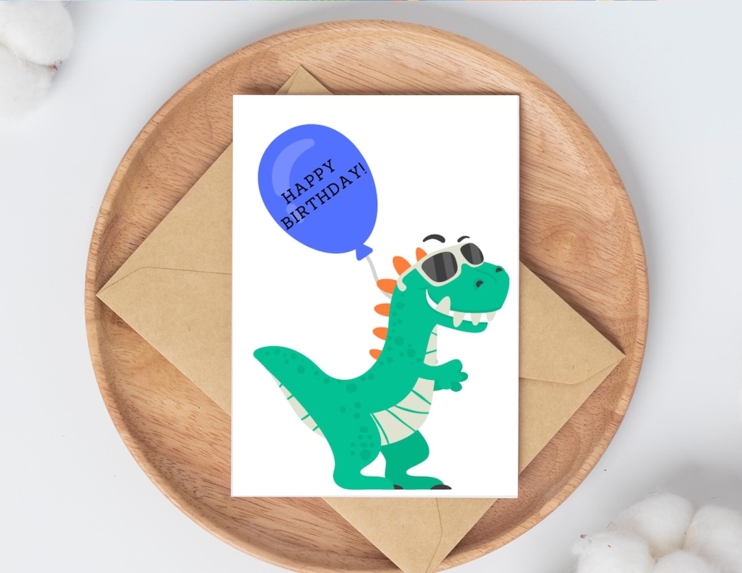 Dinosaur Happy Birthday Printable Birthday Card, Instant Download - Etsy