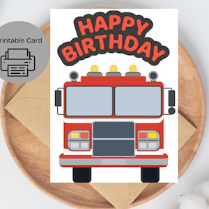 Fire Truck Birthday Card: Printable PDF (digital Download) - Etsy