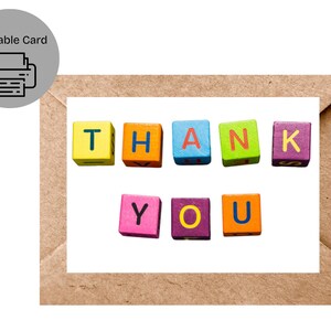 Printable Blocks Thank You Card: Instant Download PDF - Etsy