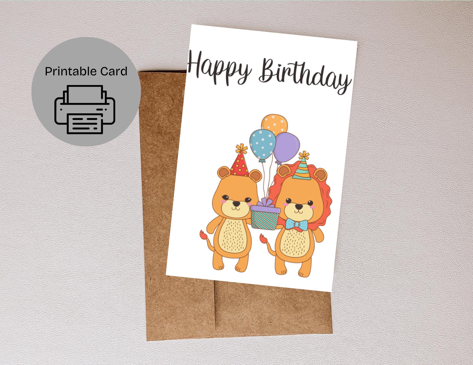 Printable Happy Birthday Lions Card | Digital Download - Etsy