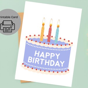 Printable Birthday Cake Card (PDF) - Etsy