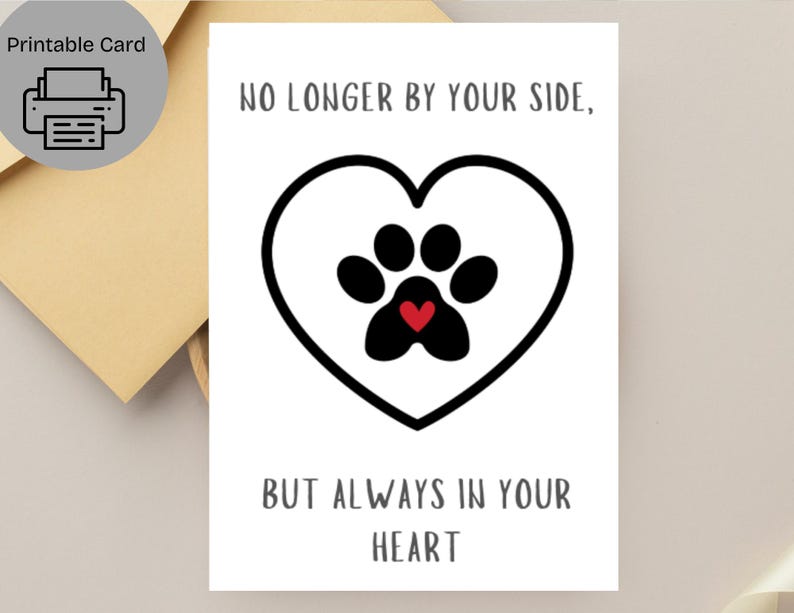Sympathy Pet Loss Card | Paw Print Heart (printable Card) - Etsy