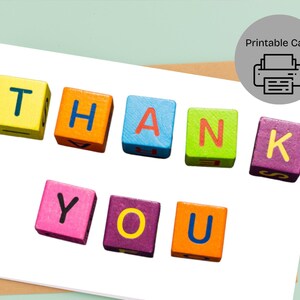 Printable Blocks Thank You Card: Instant Download PDF - Etsy