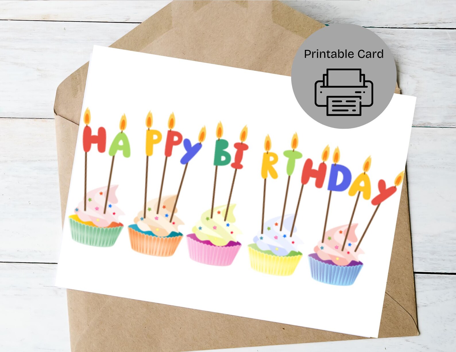Printable Cupcake Birthday Card (digital Download) - Etsy