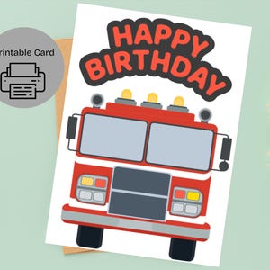 Fire Truck Birthday Card: Printable PDF (digital Download) - Etsy