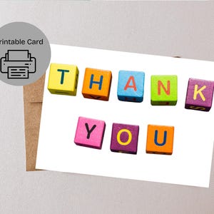 Printable Blocks Thank You Card: Instant Download PDF - Etsy