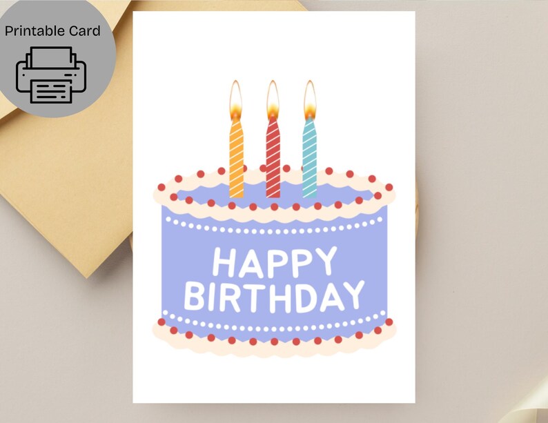Printable Birthday Cake Card (PDF) - Etsy