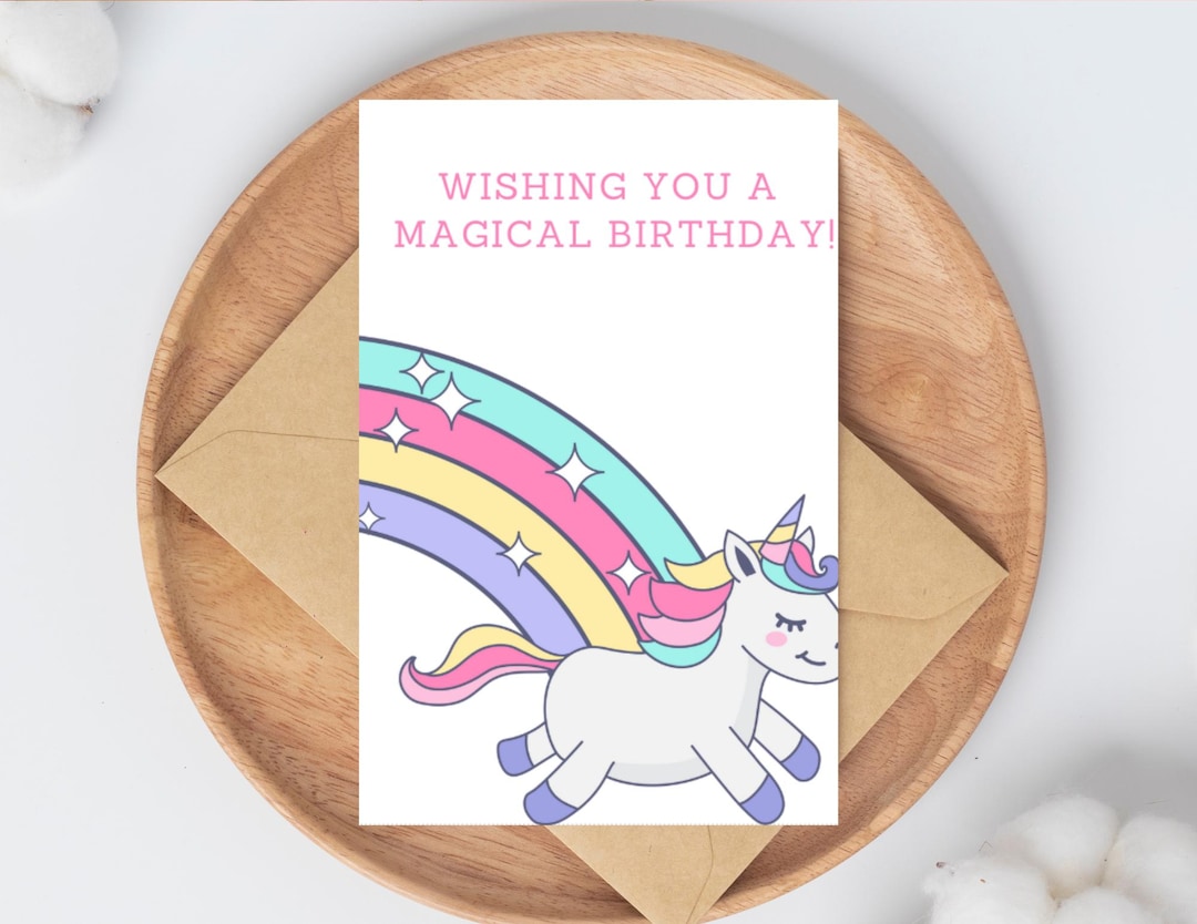 Magical Unicorn Birthday Card: Printable Girl's Birthday (instant ...