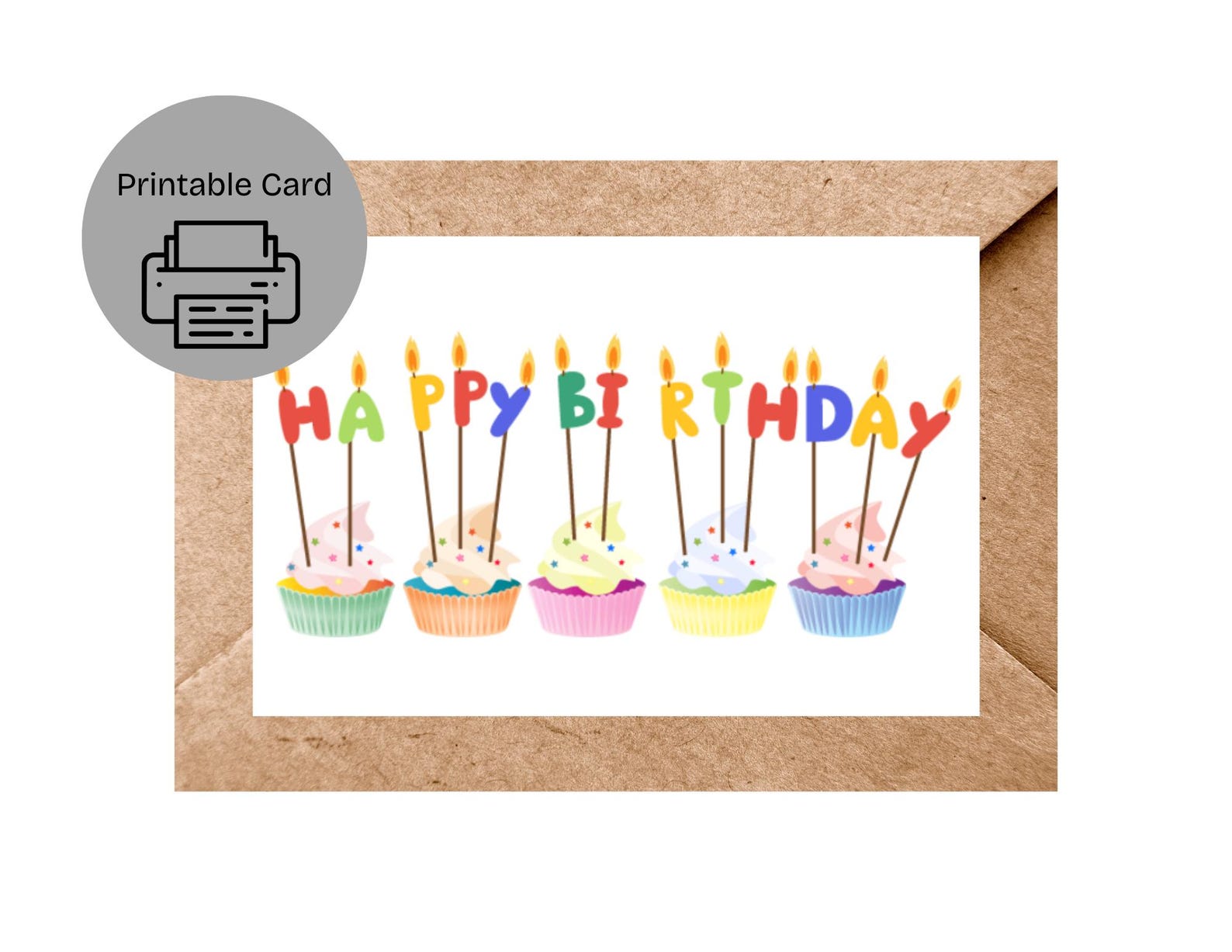 Printable Cupcake Birthday Card (digital Download) - Etsy