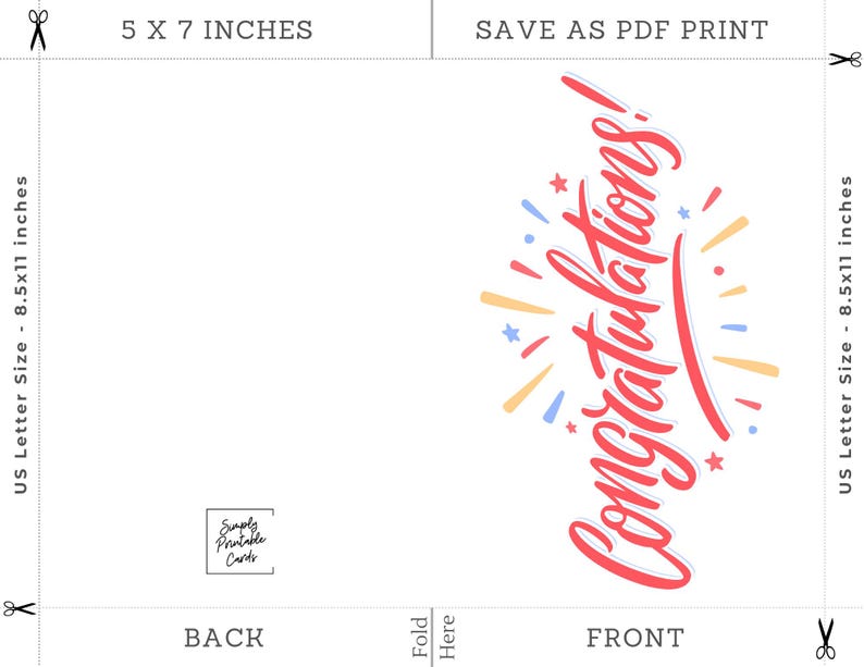 Printable Congratulations Card: Instant Download Congrats Card (PDF) - Etsy
