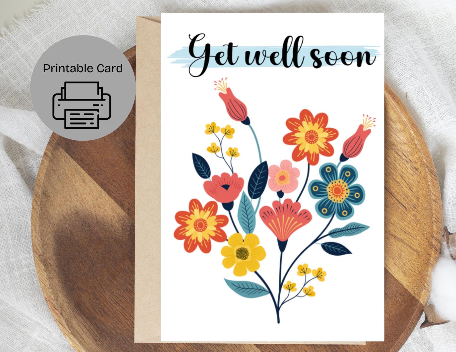 Floral Get Well Soon Card: Printable PDF Card - Etsy