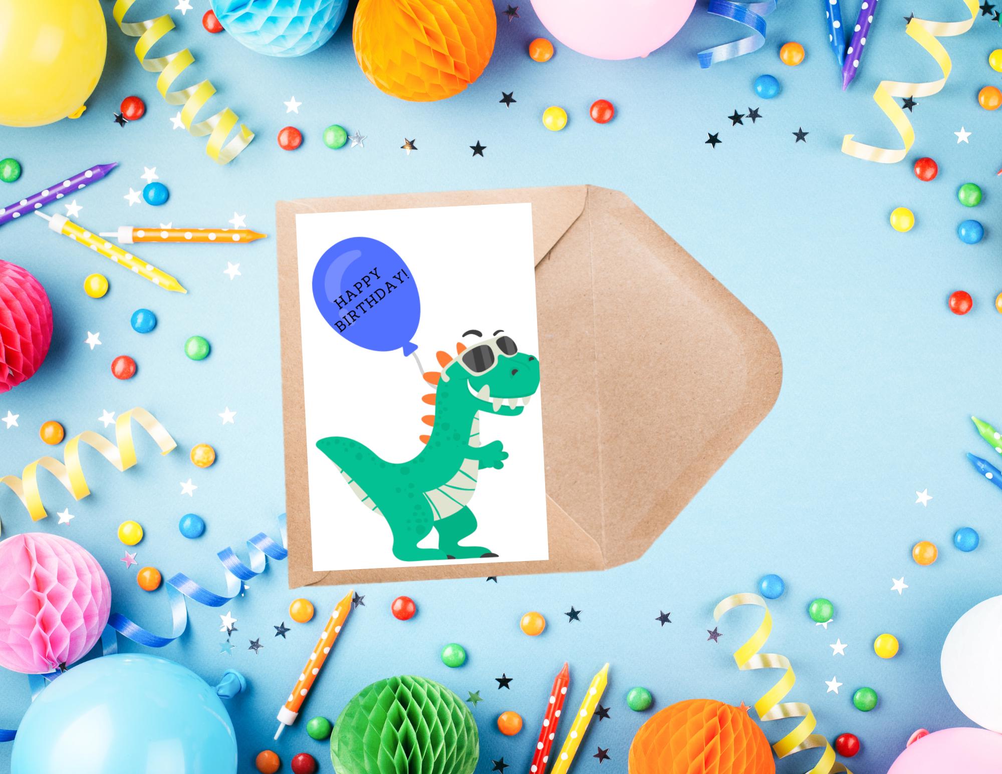 Dinosaur Happy Birthday Printable Birthday Card, Instant Download - Etsy