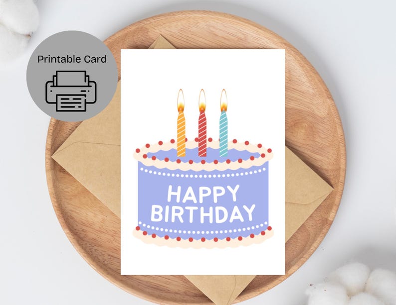 Printable Birthday Cake Card (PDF) - Etsy