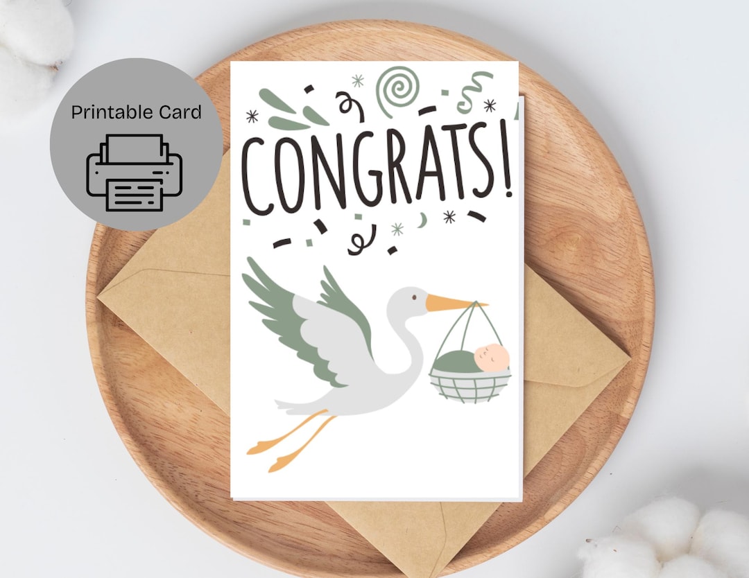 Gender Neutral Congrats on Newborn Baby L Baby Shower Printable Card ...