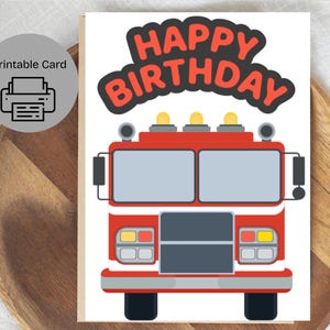 Fire Truck Birthday Card: Printable PDF (digital Download) - Etsy