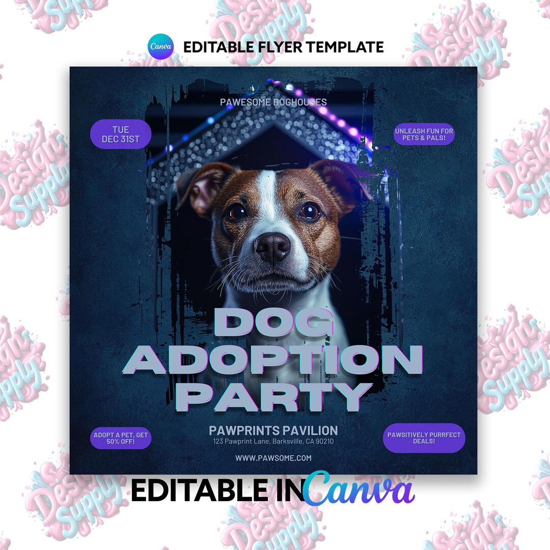 Pet Adoption Flyer Canva Template: Customizable Event Design (digital ...