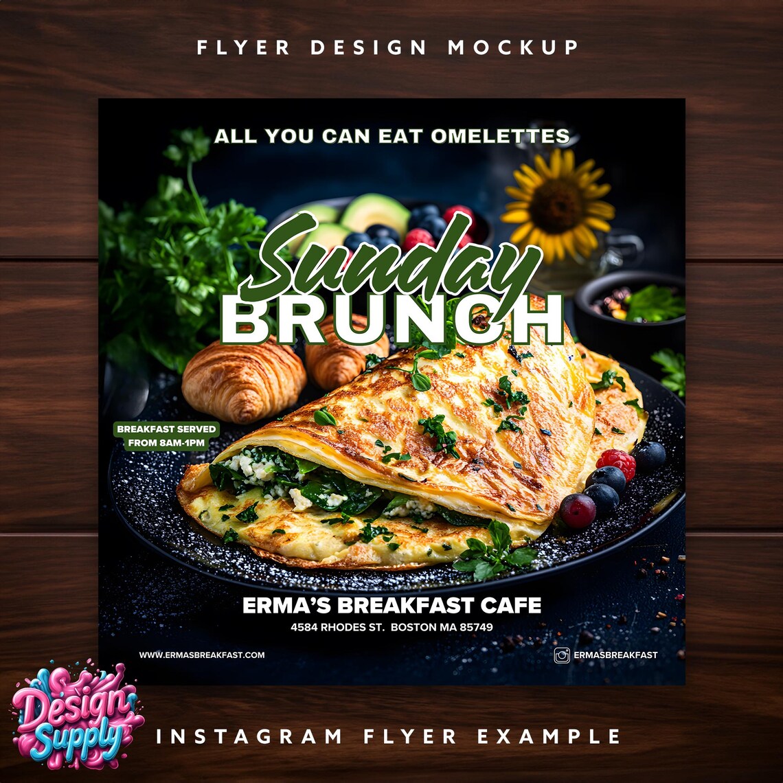 Brunch Flyer Omelette Template: Editable Canva Invitation - Etsy