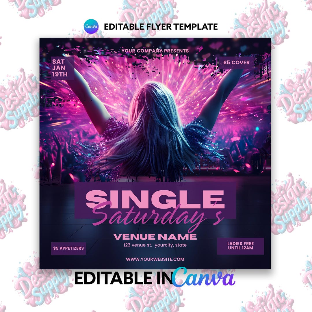 Single Saturday Flyer Canva Template | Customize Club Party Flyer ...