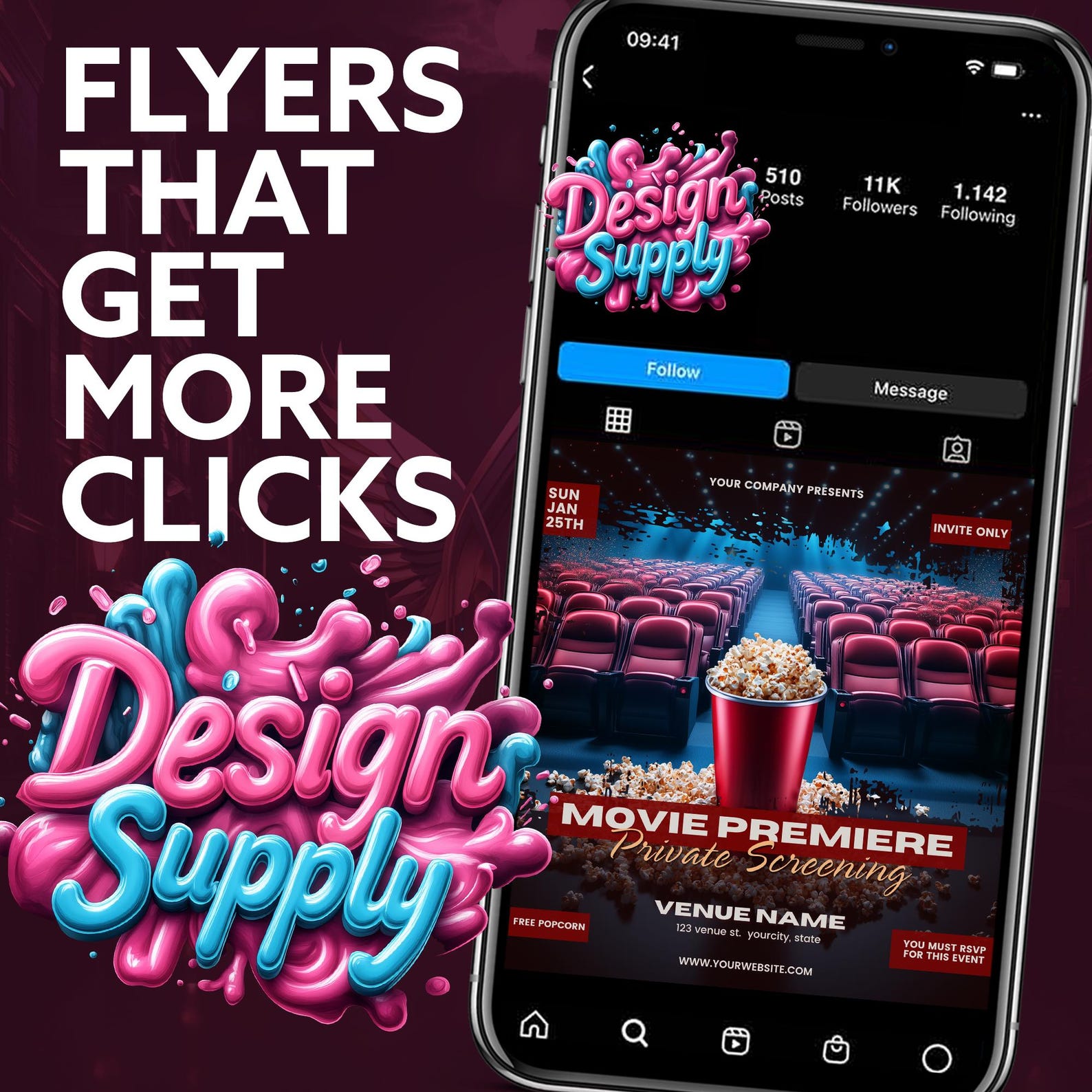 Movie Premiere Private Screening | Editable Canva Template | Perfect ...