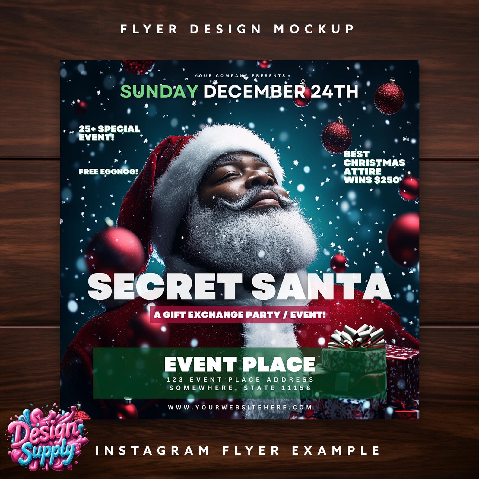 Secret Santa Party Flyer: Editable Canva Template - Etsy