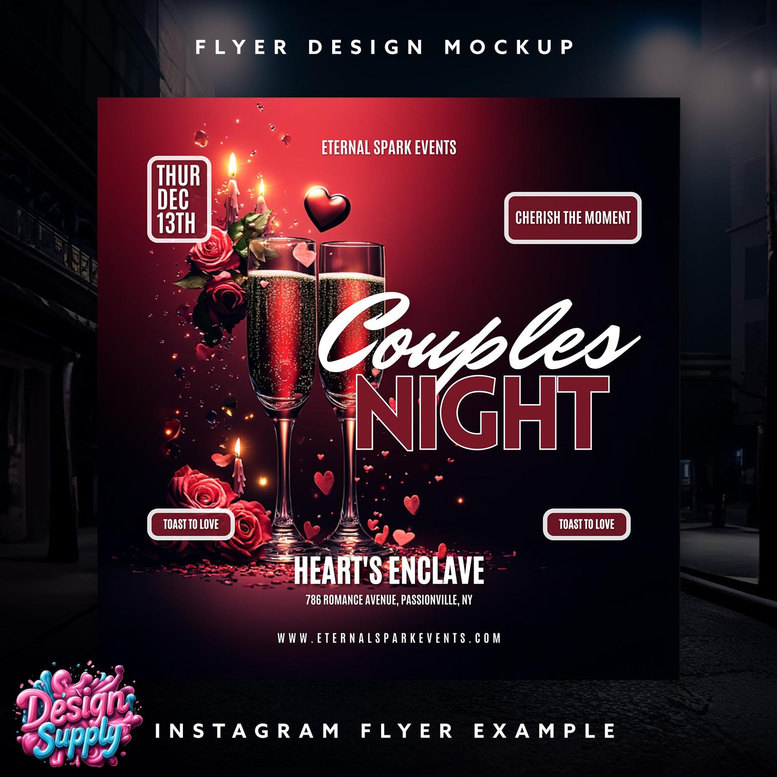Couples Night Flyer Template: Editable Champagne Design (canva) - Etsy