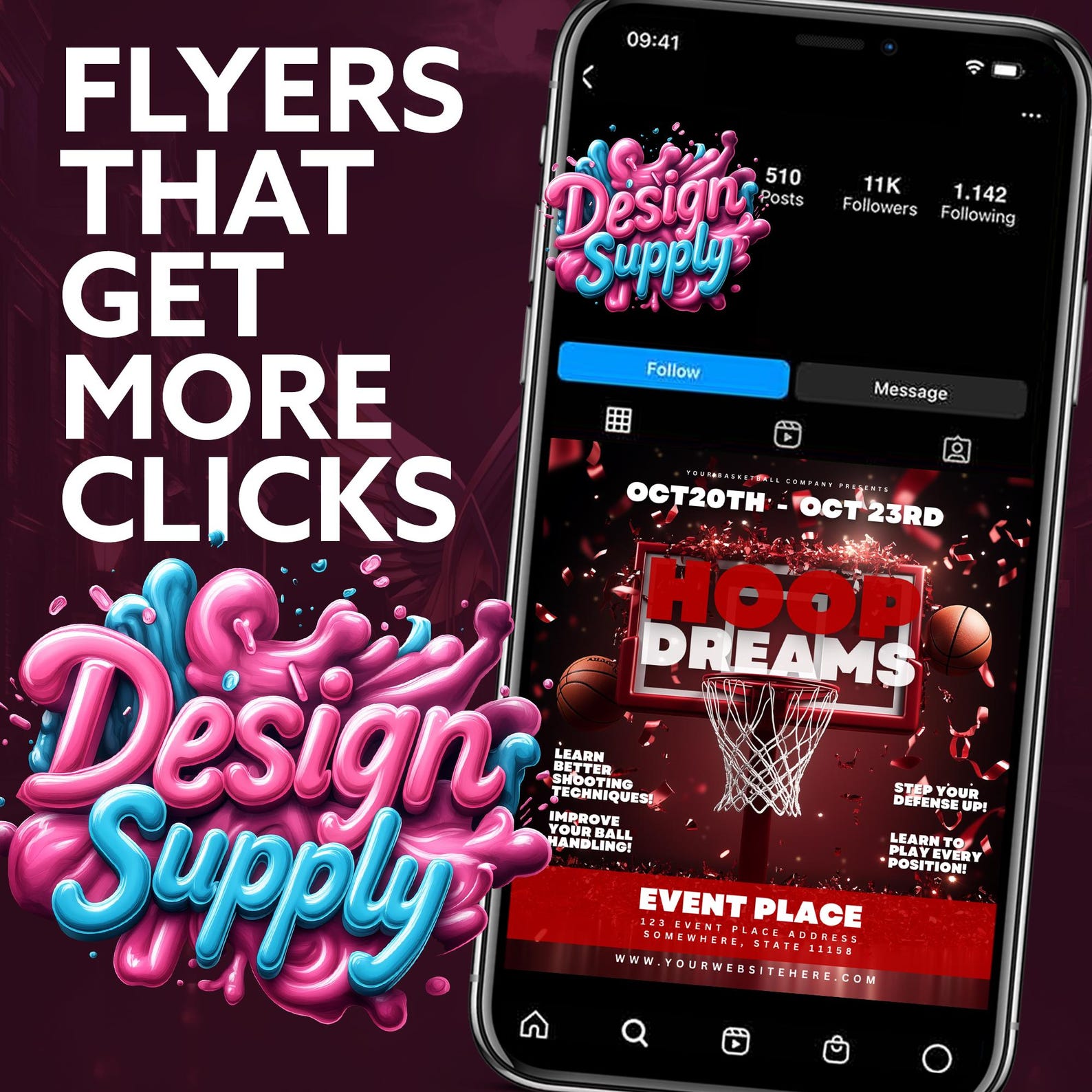 Hoop Dreams Basketball Flyer Canva Template | Editable Event Flyer ...