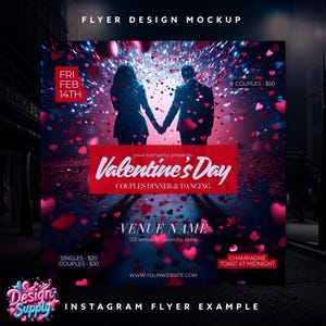Valentine's Day Couples Party Flyer: Editable Canva Template (digital ...