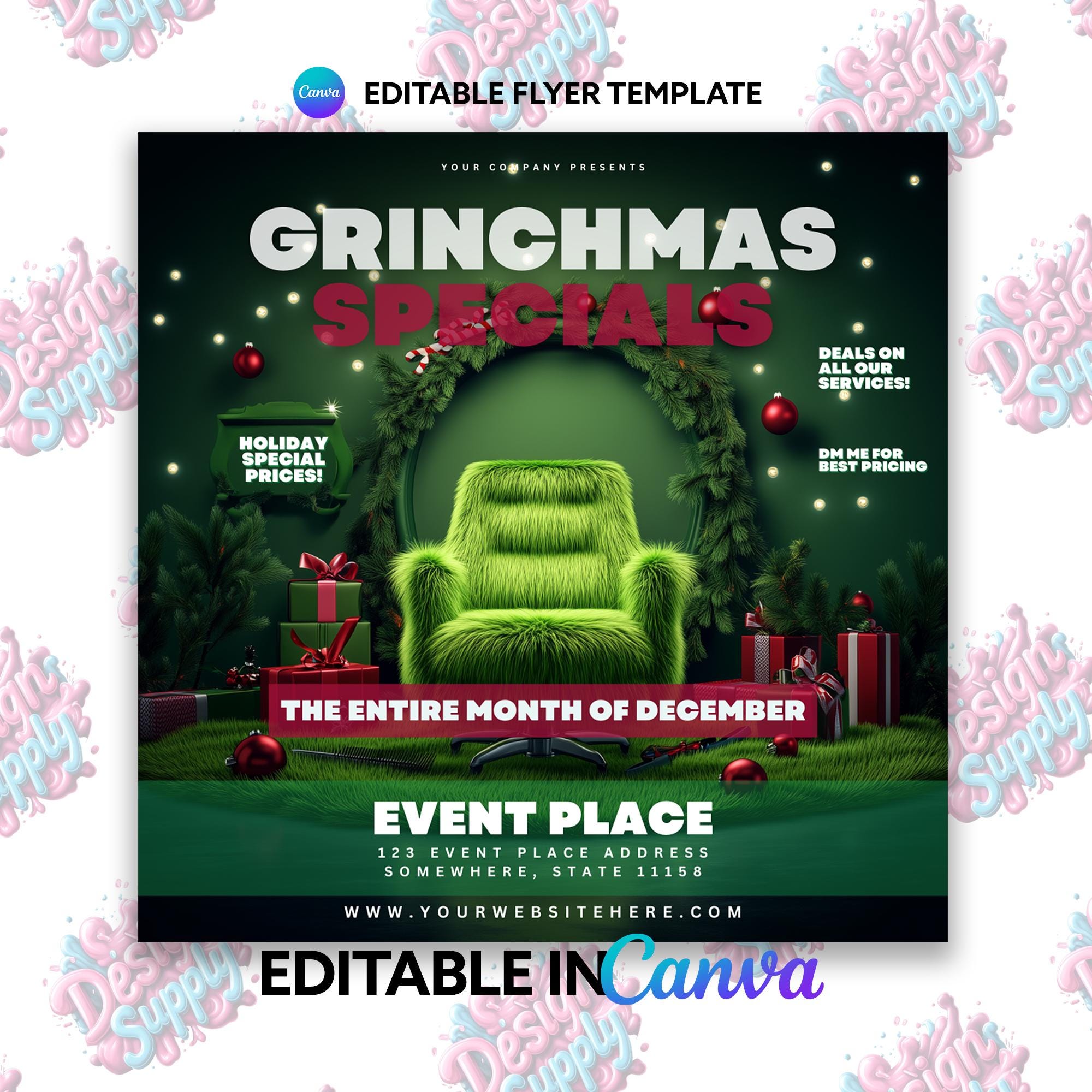 Grinchmas Specials Flyer | Stylist Christmas Promo (canva Editable ...