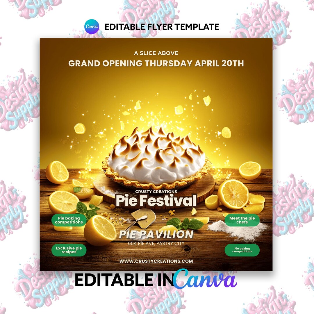 Pie Festival Flyer Template: Editable Bakery Event Design (canva) - Etsy