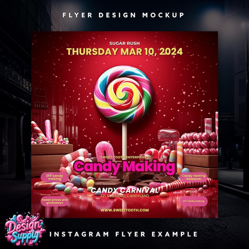 Candy Shop Event Flyer Template: Editable Canva Design - Etsy