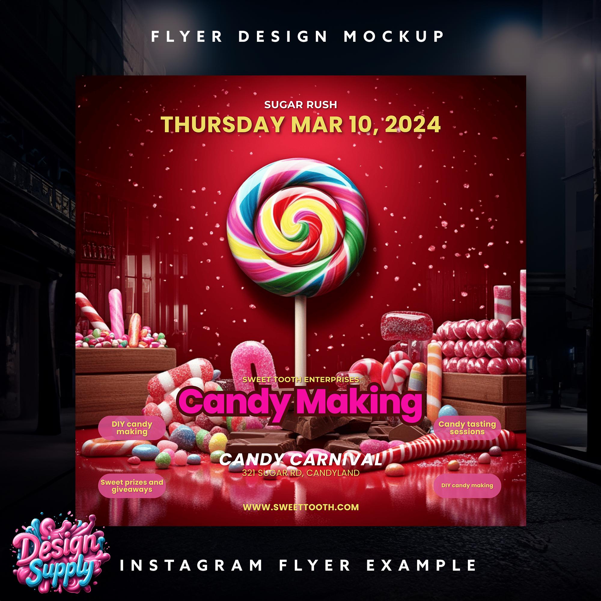 Candy Shop Event Flyer Template: Editable Canva Design - Etsy