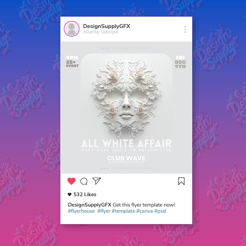 All White Party Flyer: Editable Canva Template, Social Media Post - Etsy