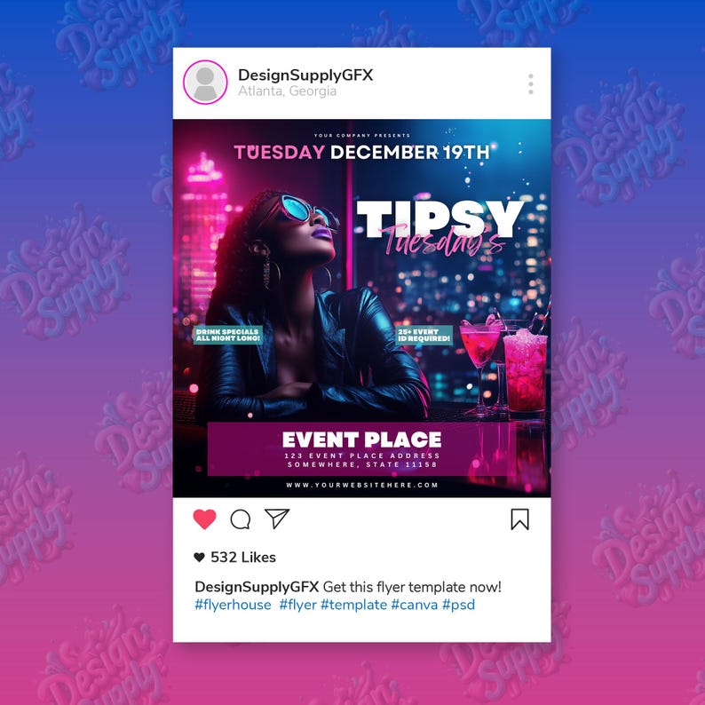 Tipsy Tuesdays Flyer: Urban Club Event Canva Template - Etsy