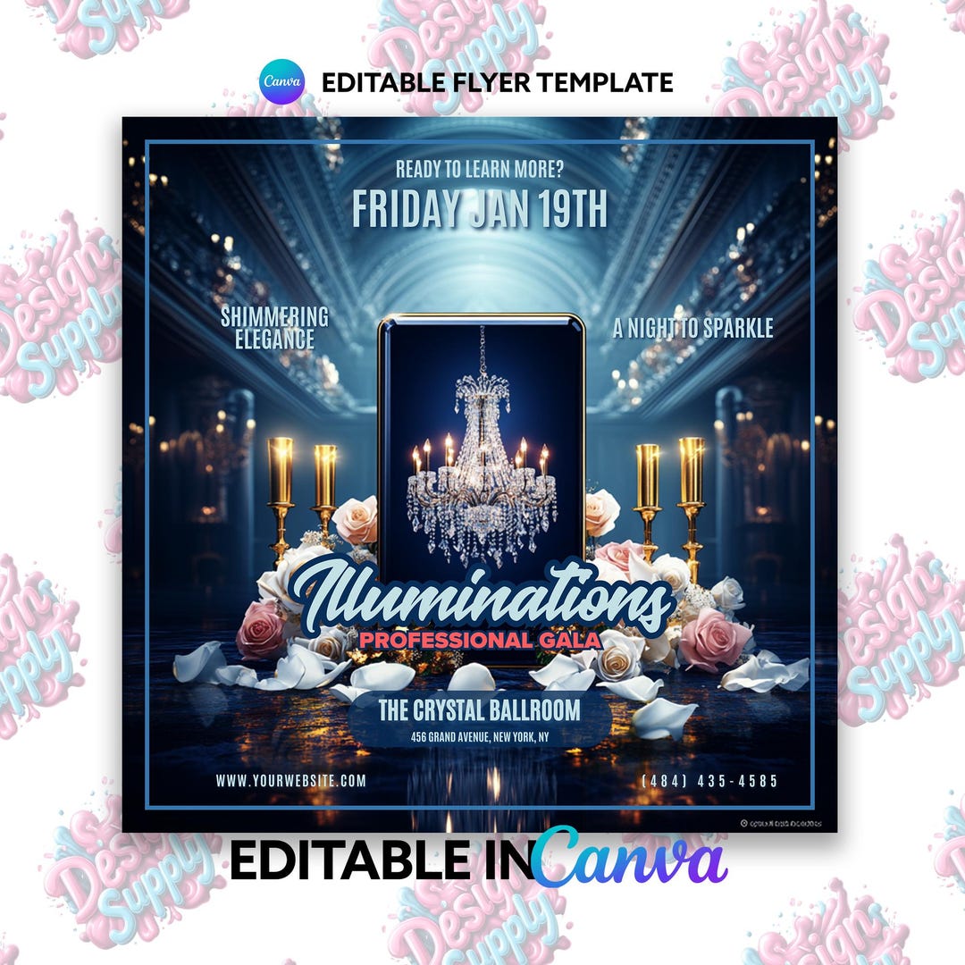 Elegant Illuminations Gala Flyer Template: Editable Canva Design - Etsy