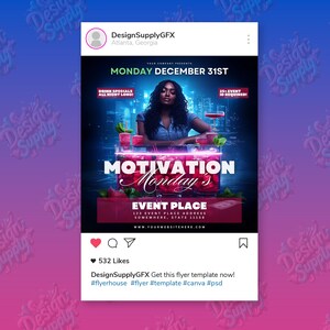 Motivation Monday Urban Club Flyer: Editable Canva Template - Etsy